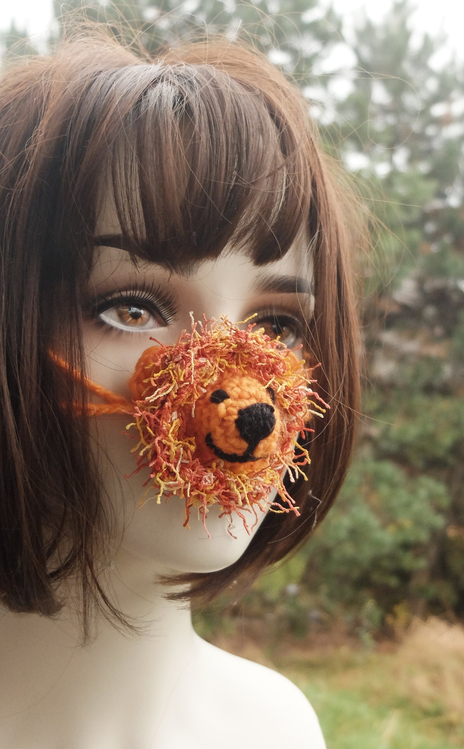 Funny Lion Face Nose Warmer Nose Cozy Nose Hat Crochet - Etsy