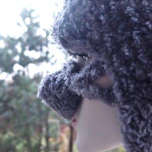 Gray Nose Warmer, Plush Nose Scarf, Fluffy Nose Hat, Crochet Nose Hat ...