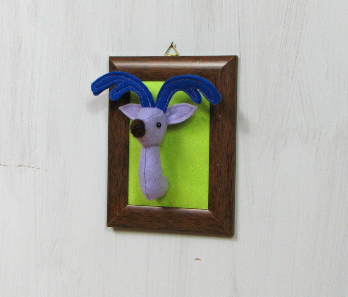 Small Portrait of Deer Fawn Textile Art Soft Sculpture Original Faux ...