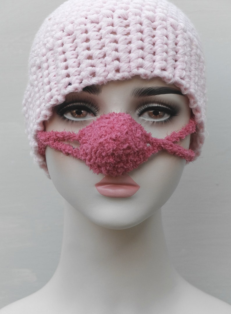 Pink Nose Warmer, Fluffy Face Heater, Cold Nose Scarf, Furry Winter ...