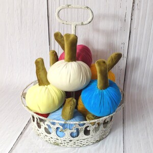 Rustic Pumpkins, Rainbow Set of 10, Thanksgiving Decor, Velvet Pumpkins ...