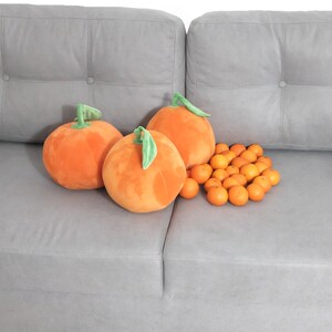 Velvet Mandarin Pillows, ONE Stuffed Tangerine, 3D Oversized Orange ...