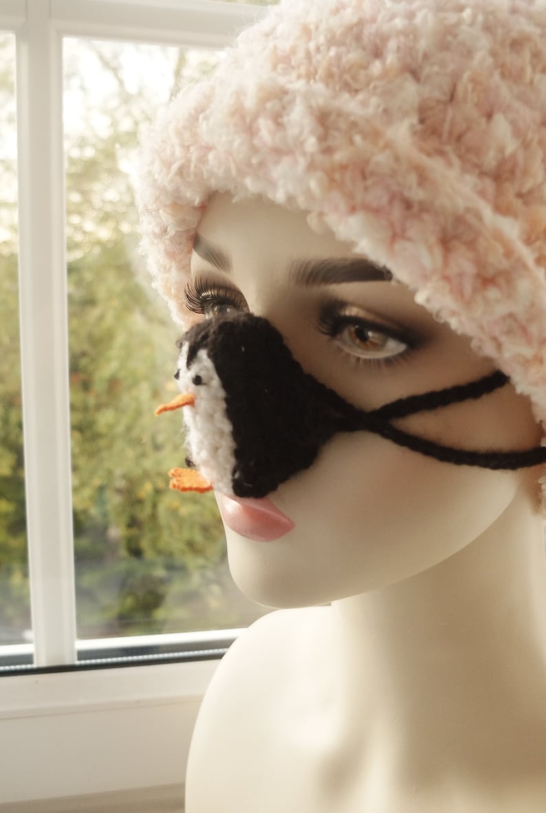 Penguin Nose Warmer, Cotton or Acrylic Crochet Nose Hat, Funny Nosie - Etsy