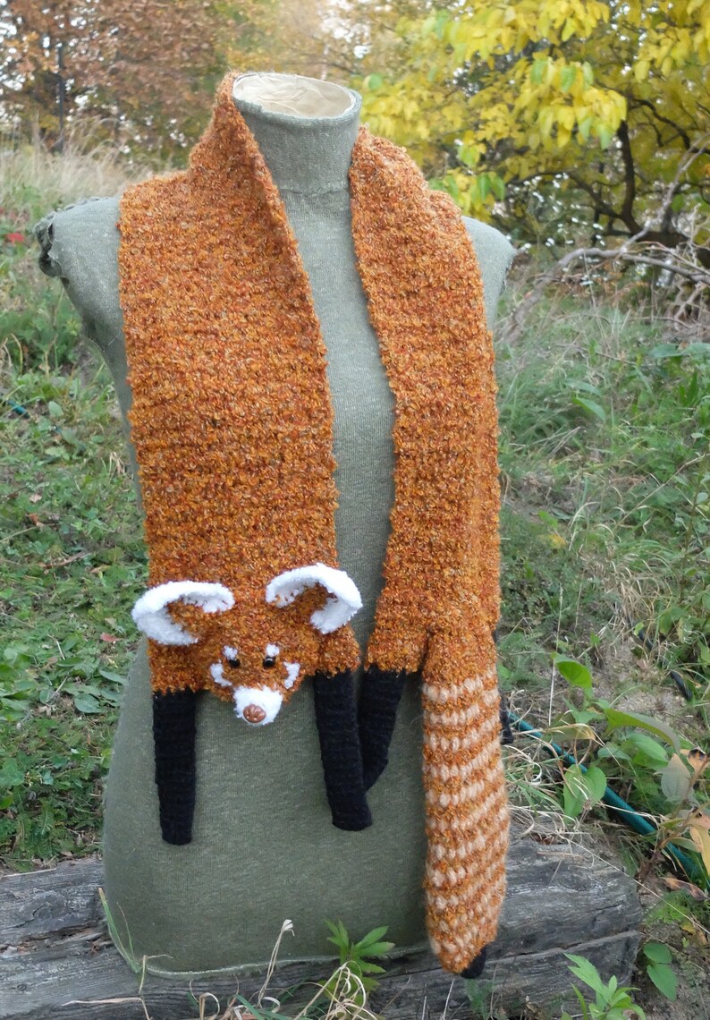 Red Panda Cute Animal Scarf Red Bear Cat Crochet Red Panda - Etsy
