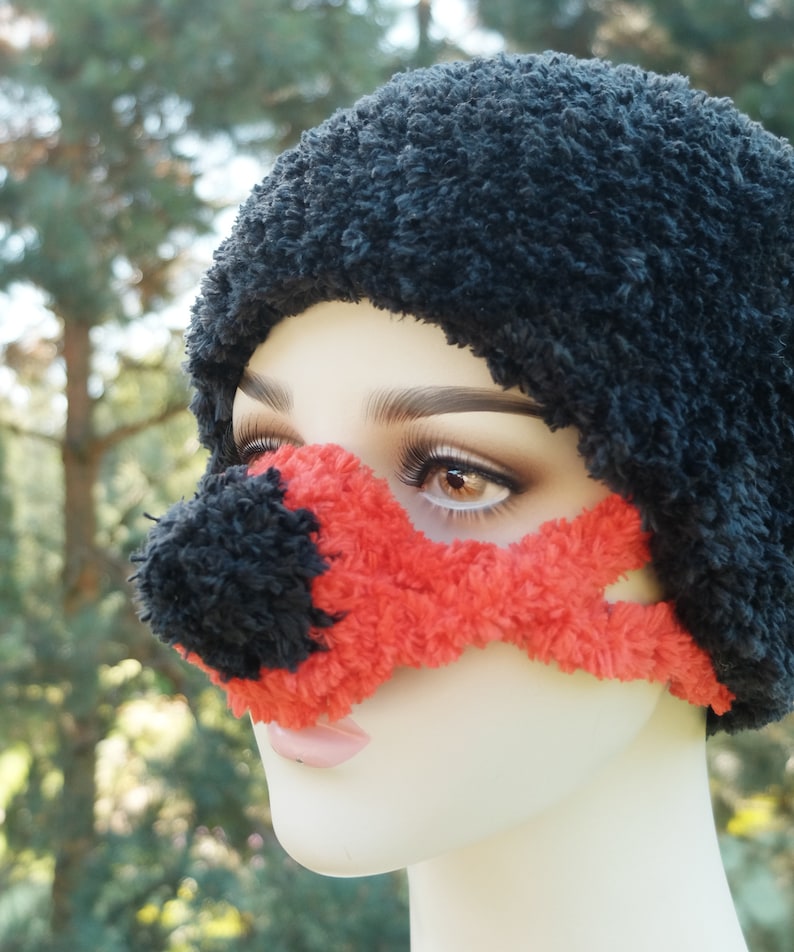 Black-red Nose Warmer, Plush Nose Cozy, Fluffy Nose Protector, Joke ...