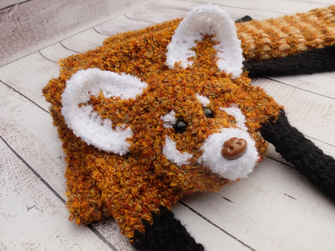 Red Panda, Cute Animal Scarf, Red Bear Cat, Crochet Red Panda, Perfect ...