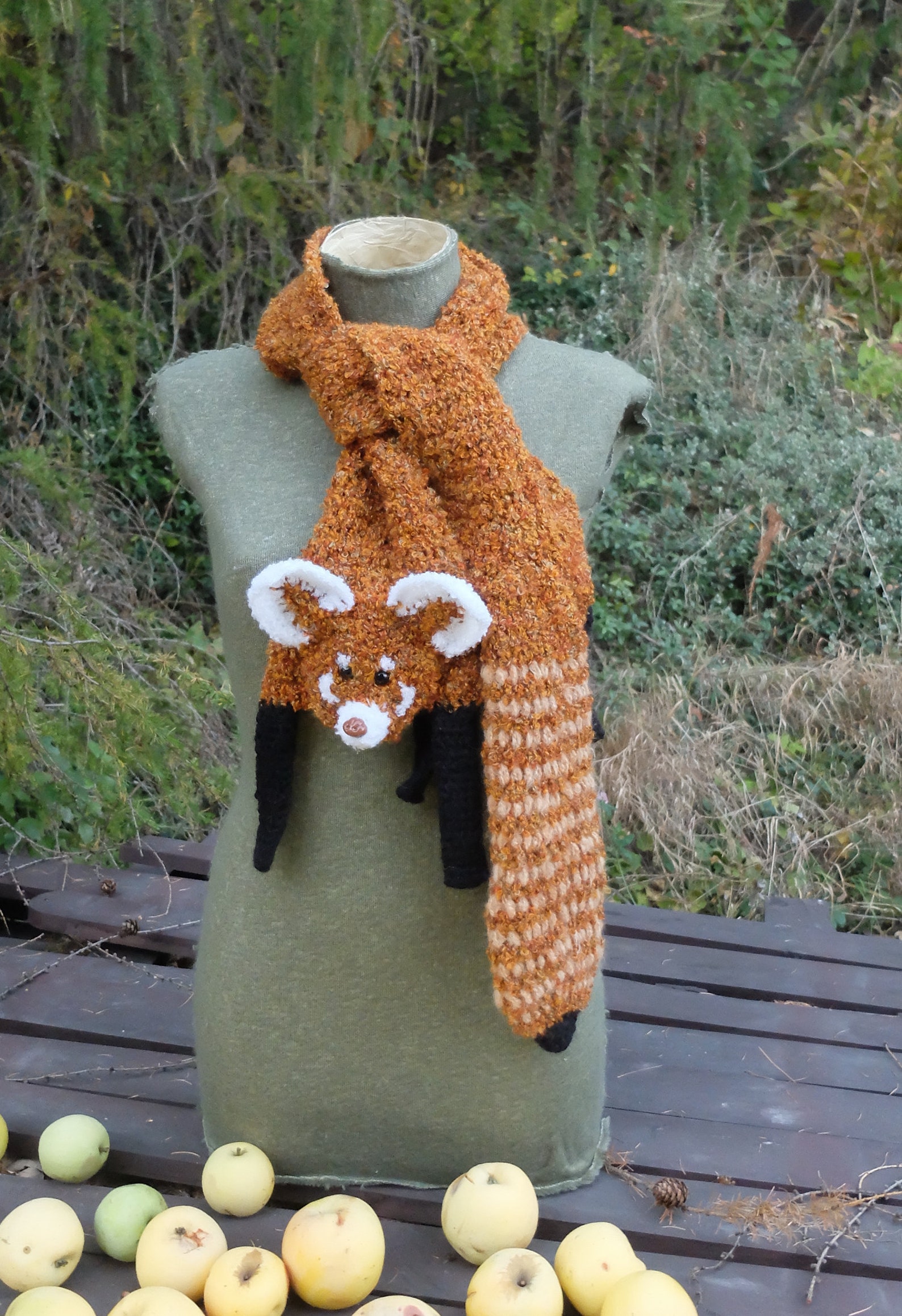 Red Panda Cute Animal Scarf Red Bear Cat Crochet Red Panda - Etsy