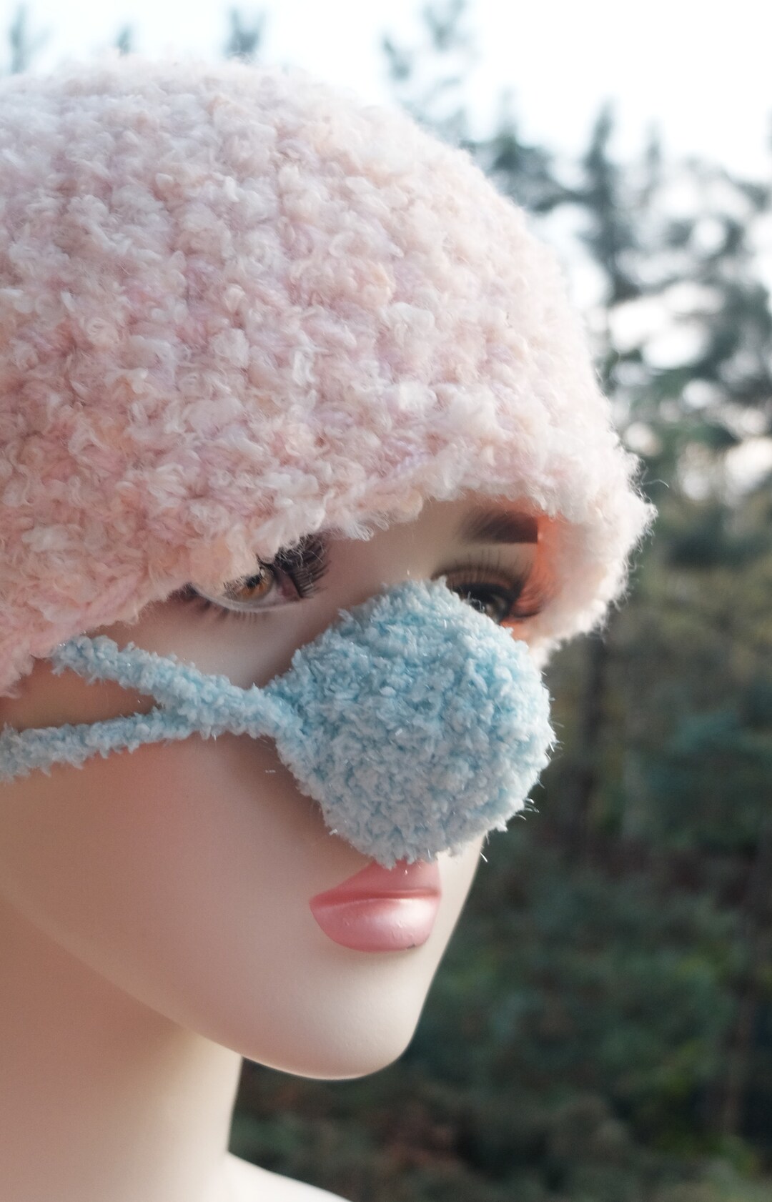 Blue Nose Warmer, Fluffy Face Heater, Cold Nose Hat, Furry Winter Gift ...