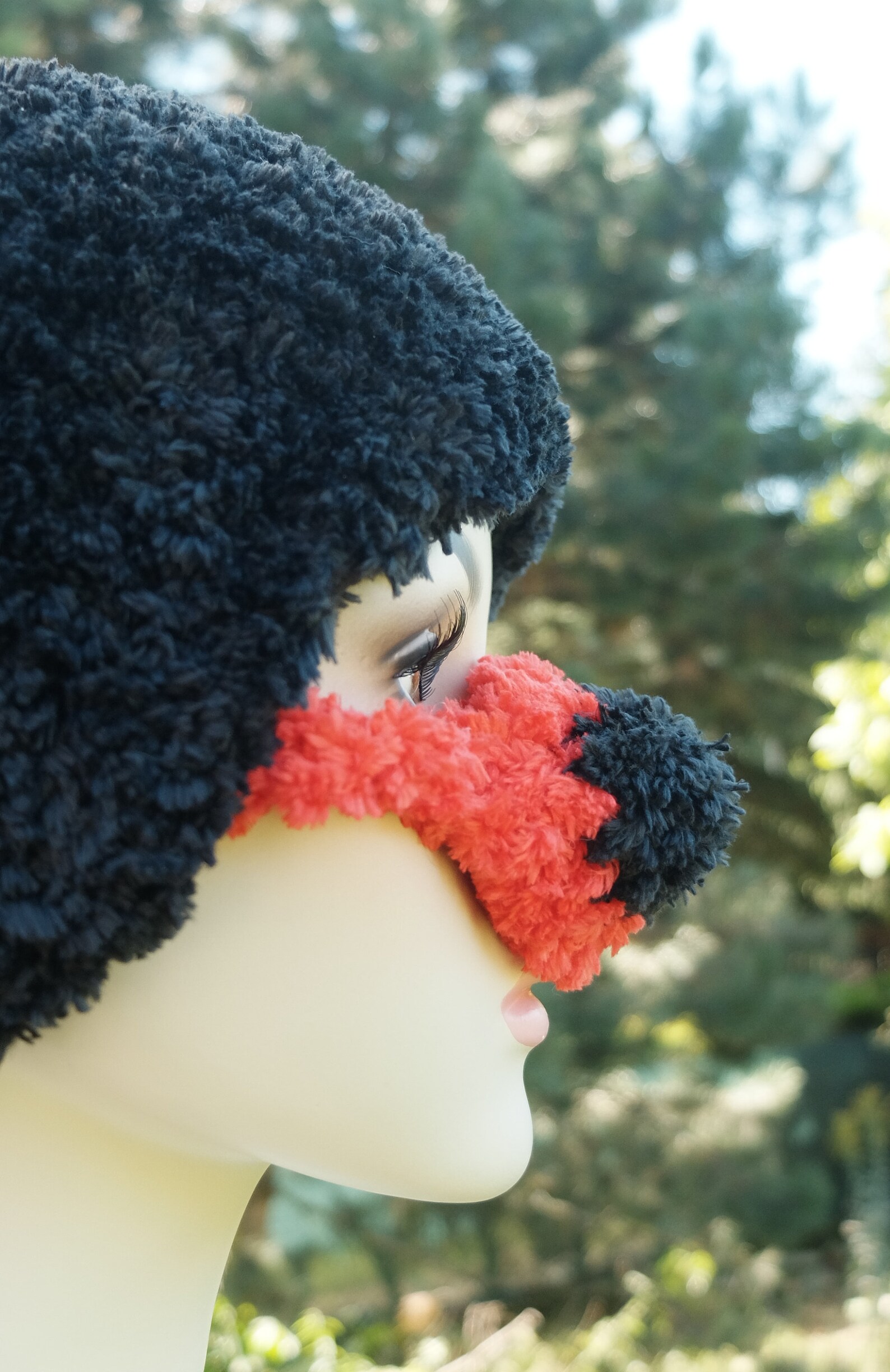Black-red Nose Warmer, Plush Nose Cozy, Fluffy Nose Protector, Joke ...