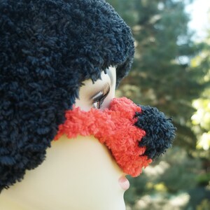 Black-red Nose Warmer, Plush Nose Cozy, Fluffy Nose Protector, Joke ...