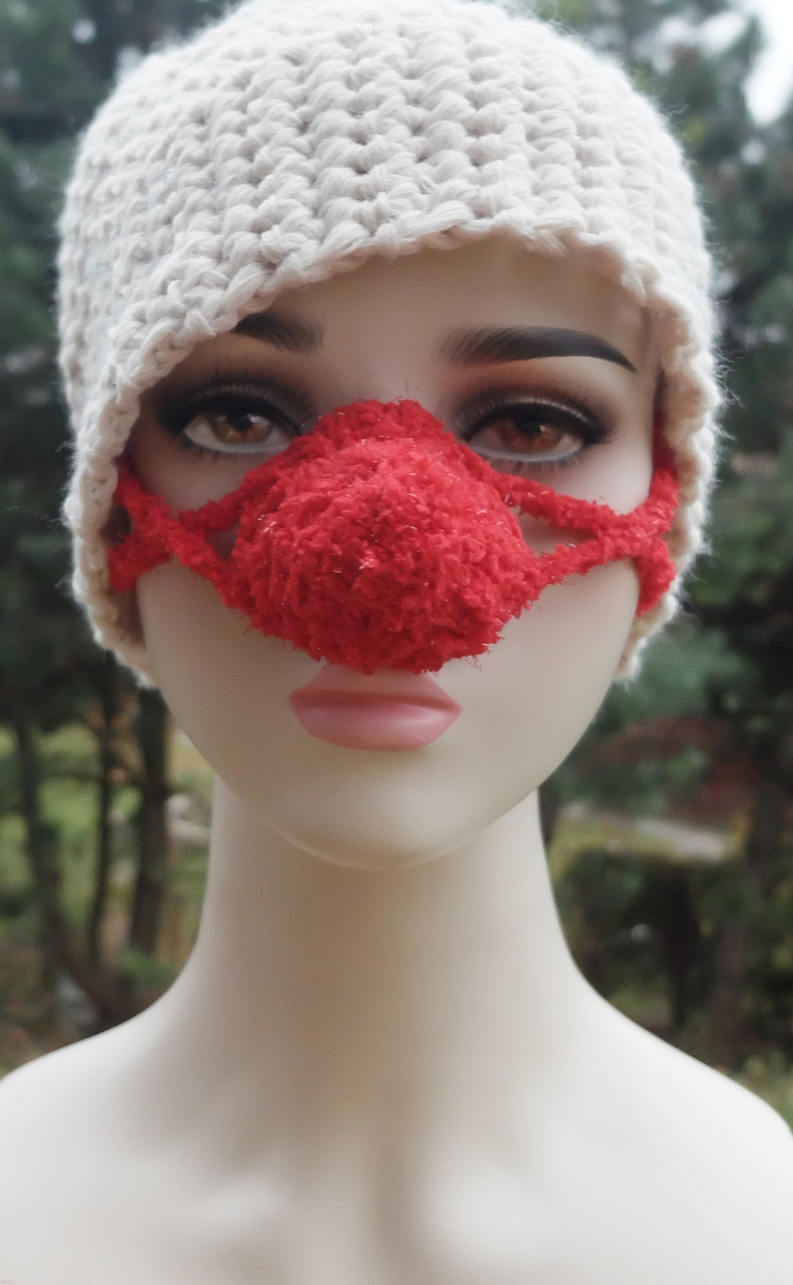 Fluffy Nose Warmer Red Nose Hat Crochet Face Cover Nose - Etsy