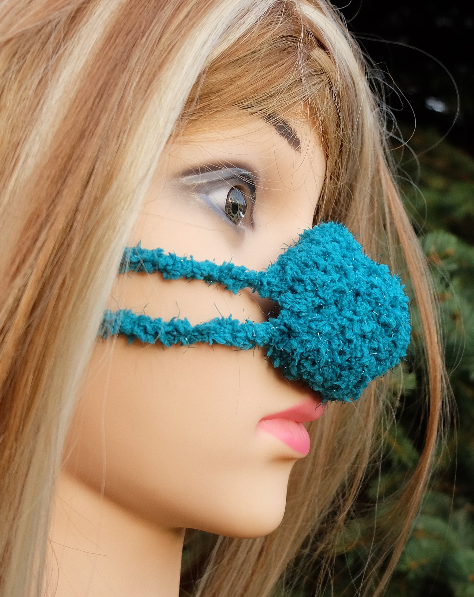 Cyan Nose Warmer Fluffy Face Heater Cold Nose Scarf Furry | Etsy