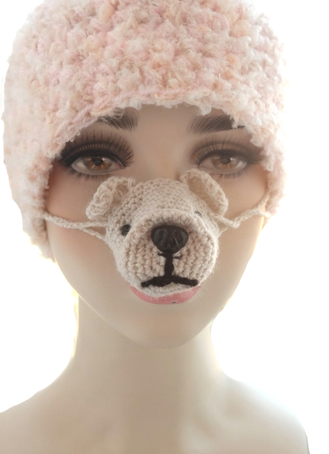 Nose Warmer, Dog Mask, Animal Nose Protector, Crochet Mongrel, Xmas ...