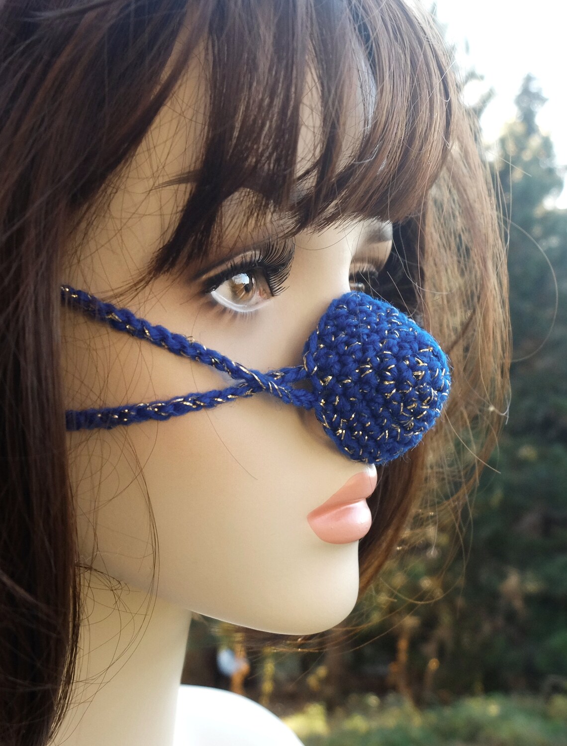 Glamour Nose Warmer Royal Blue and Gold Face Heater Cold - Etsy
