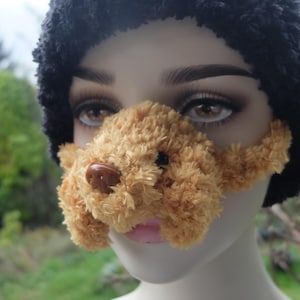 Fluffy Nose Warmer, Plush Nose Cozy, Funny Dog Head, Crochet Nose ...