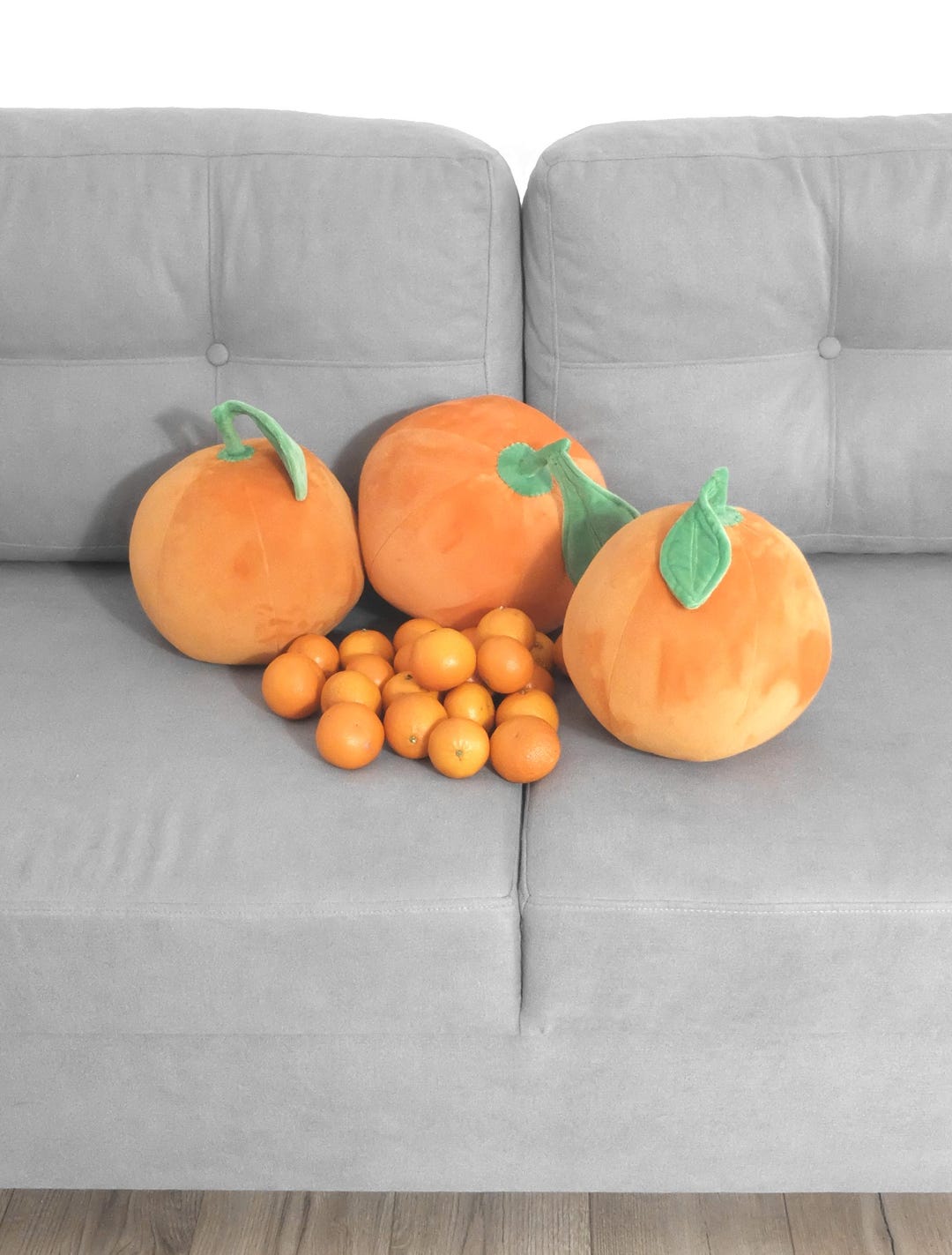 Velvet Mandarin Pillows, ONE Stuffed Tangerine, 3D Oversized Orange ...
