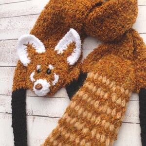 Red Panda, Cute Animal Scarf, Red Bear Cat, Crochet Red Panda, Perfect ...
