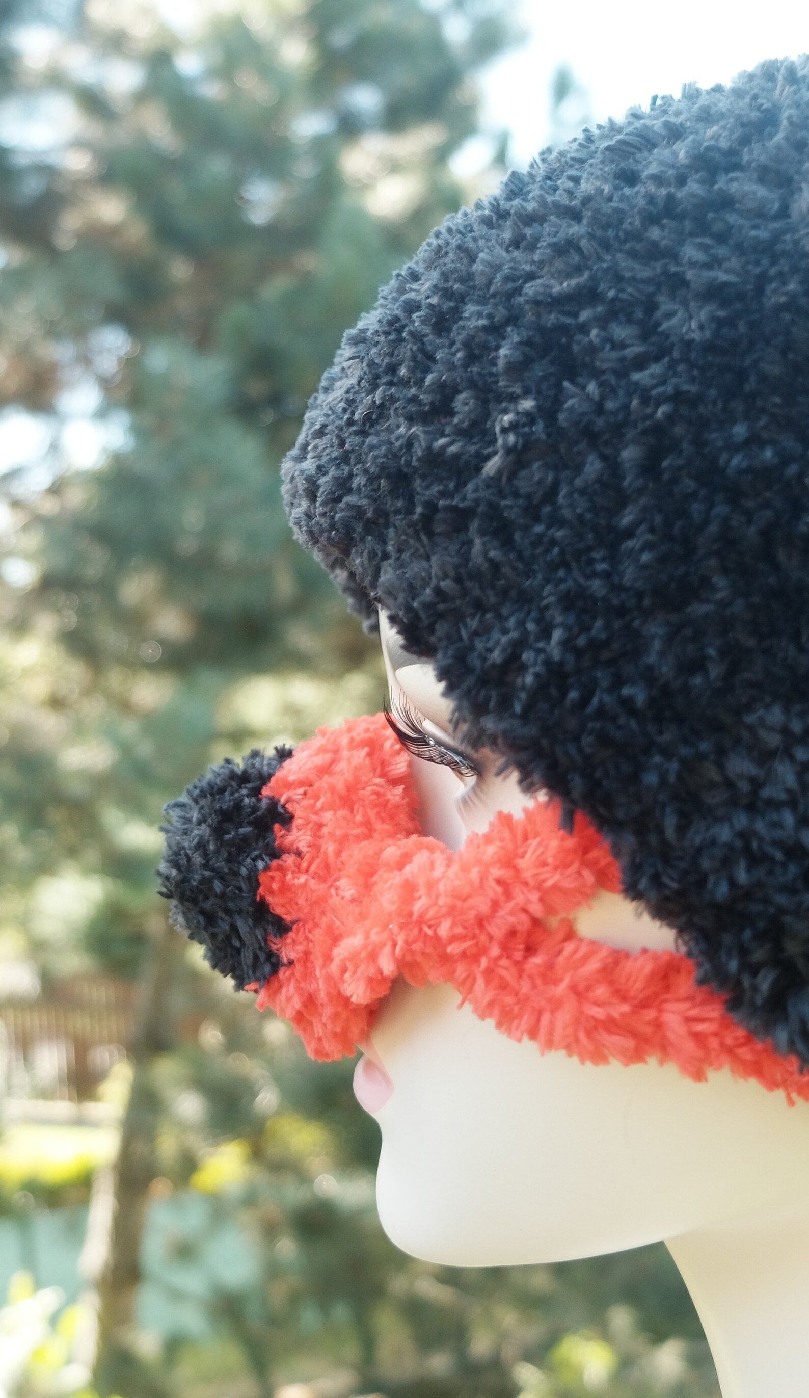 Black-red Nose Warmer, Plush Nose Cozy, Fluffy Nose Protector, Joke ...