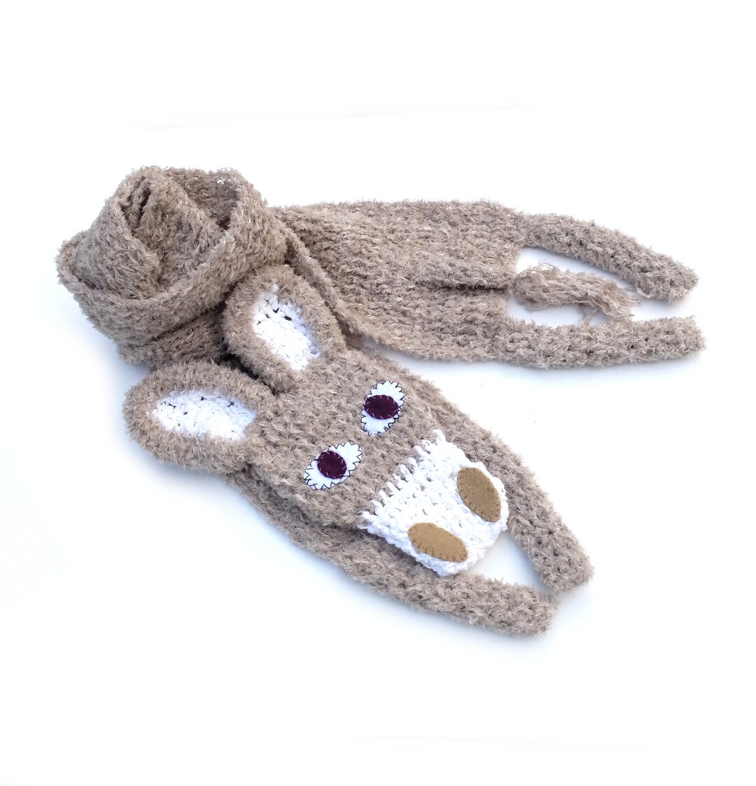 Crochet Donkey Scarf, Beige Burro, Animal Scarf, Soft Eeyore, Funny ...