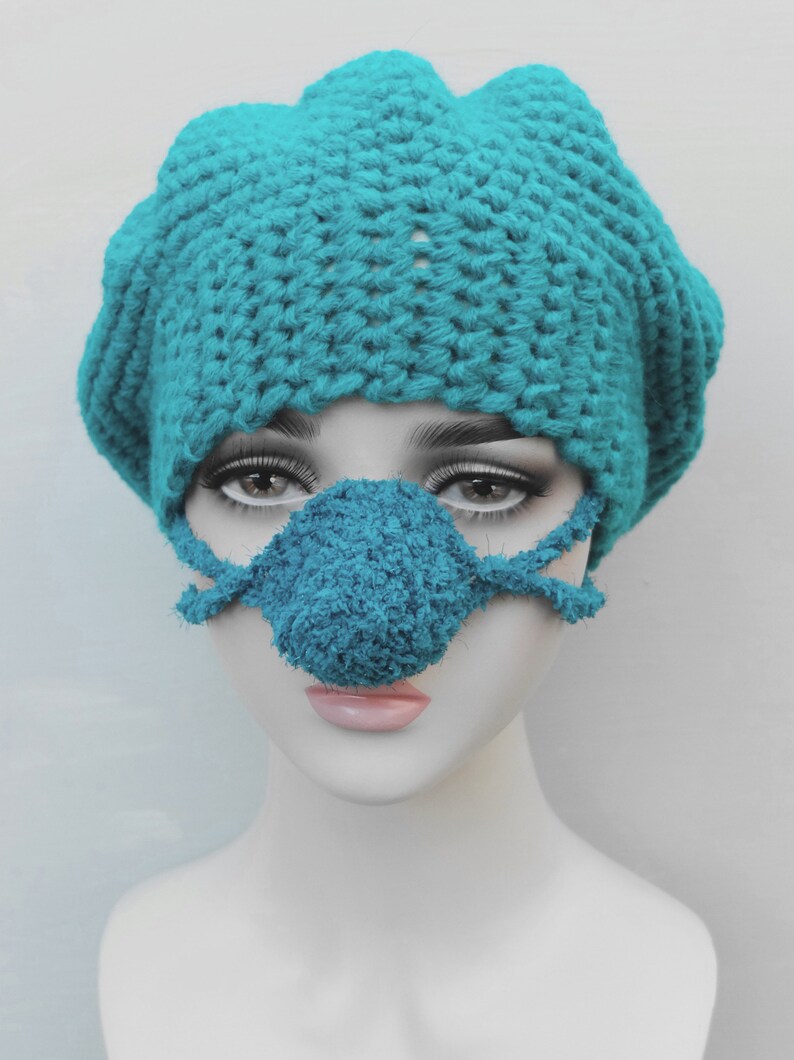 Cyan Nose Warmer, Fluffy Face Heater, Cold Nose Scarf, Furry Nose Hat ...