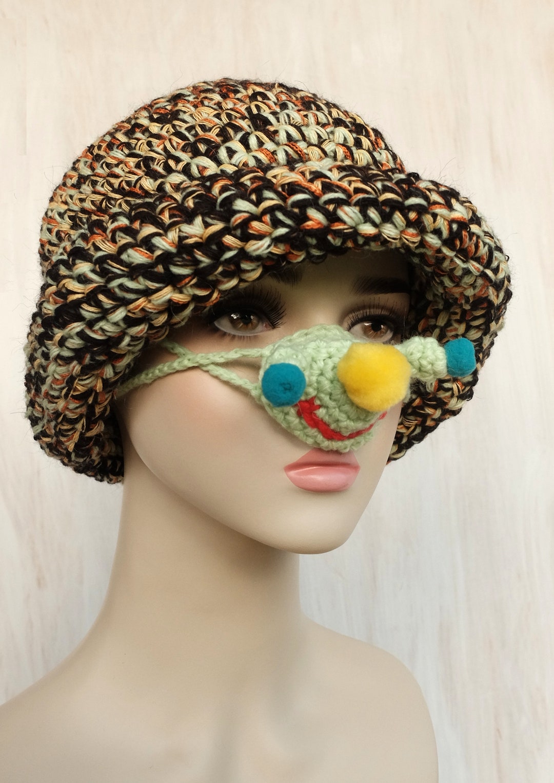 Funny Winter Nosie, Green Nose Warmer, Crochet Nose Hat, Cheerful ...