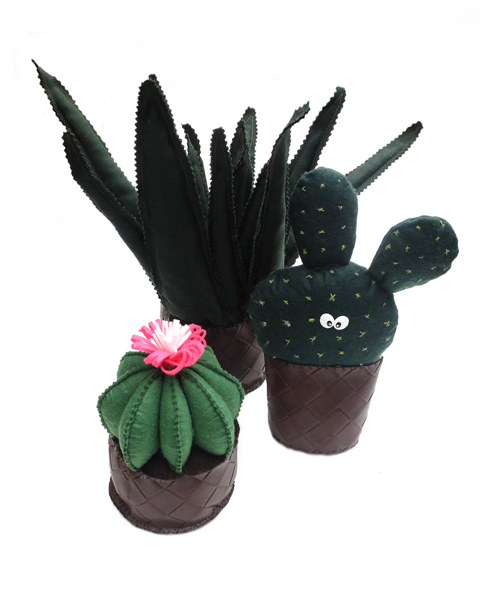 Fake Plant, Fabric Cactus, Textile Succulent, Dark Green Cactus, Soft ...