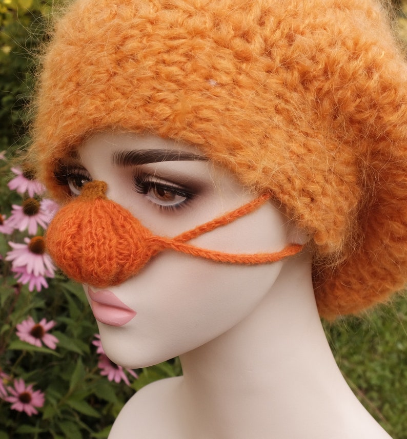 Halloween Nose Warmer Orange Pumpkin Nose Hat Knitted Face - Etsy