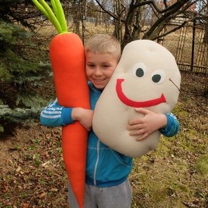 Extra Large Carrot Pillow, Stuffed Fleece Carrot, Plush Vegetable, Kids ...