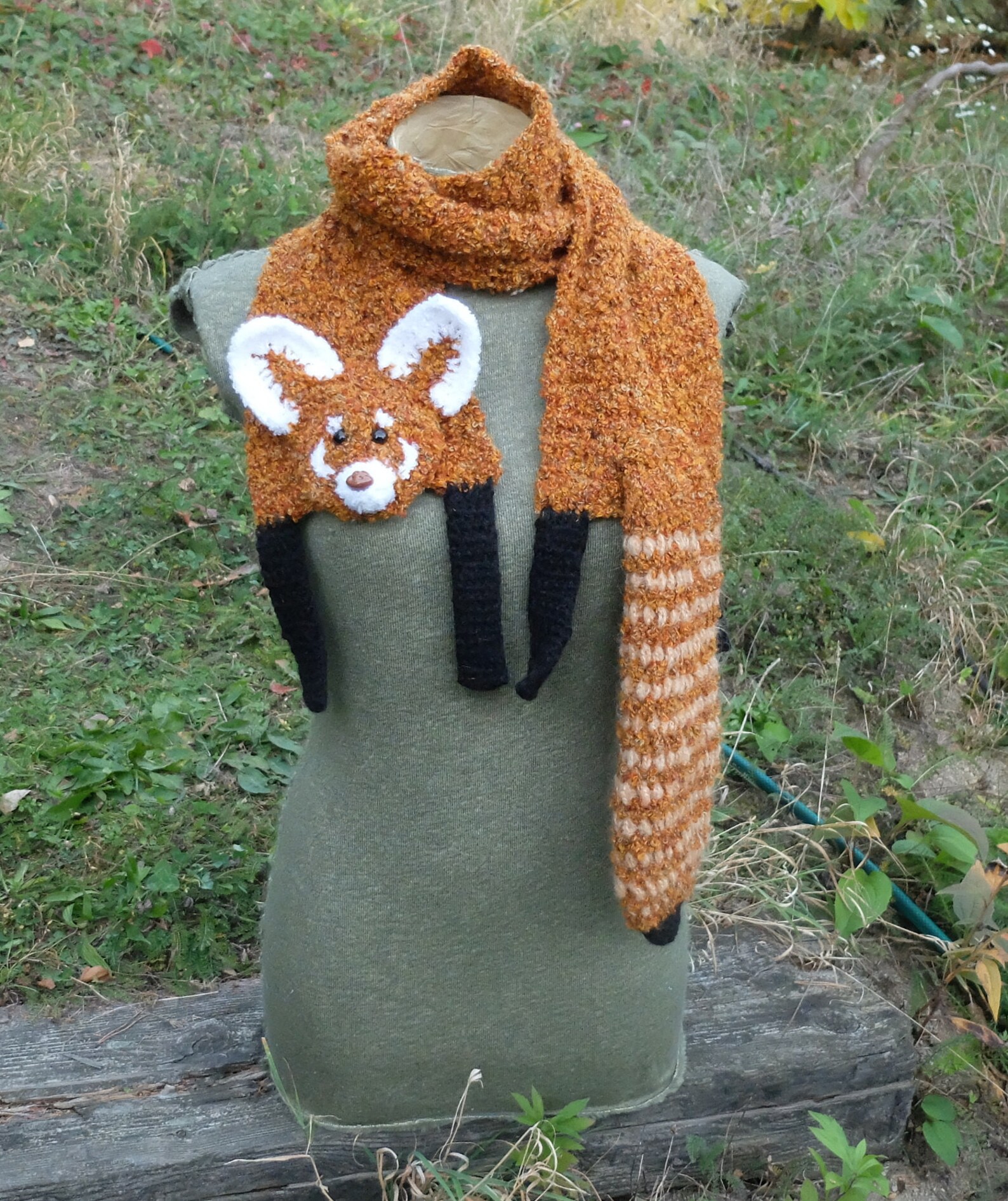 Red Panda Cute Animal Scarf Red Bear Cat Crochet Red Panda - Etsy