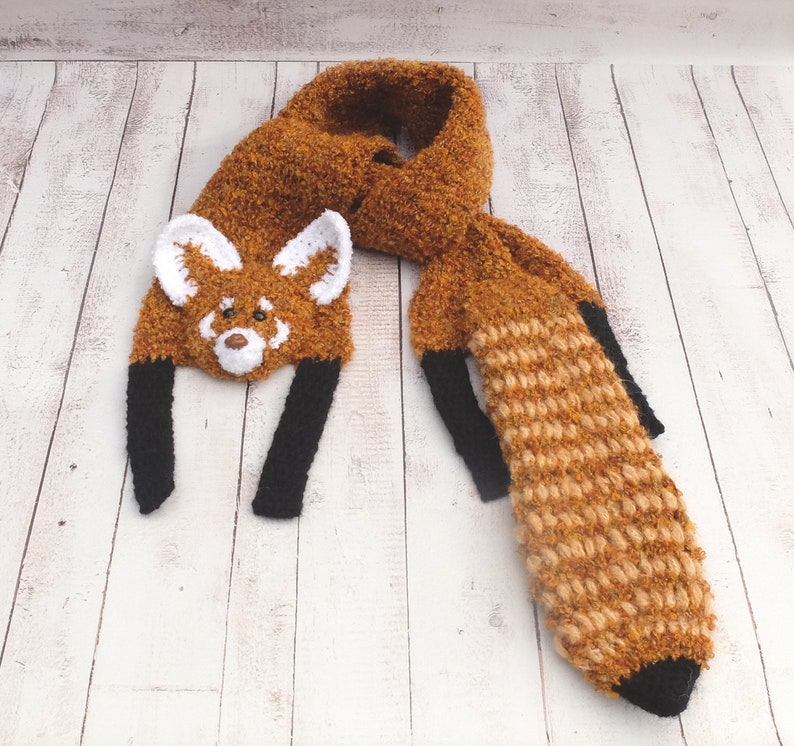 Red Panda Cute Animal Scarf Red Bear Cat Crochet Red Panda - Etsy