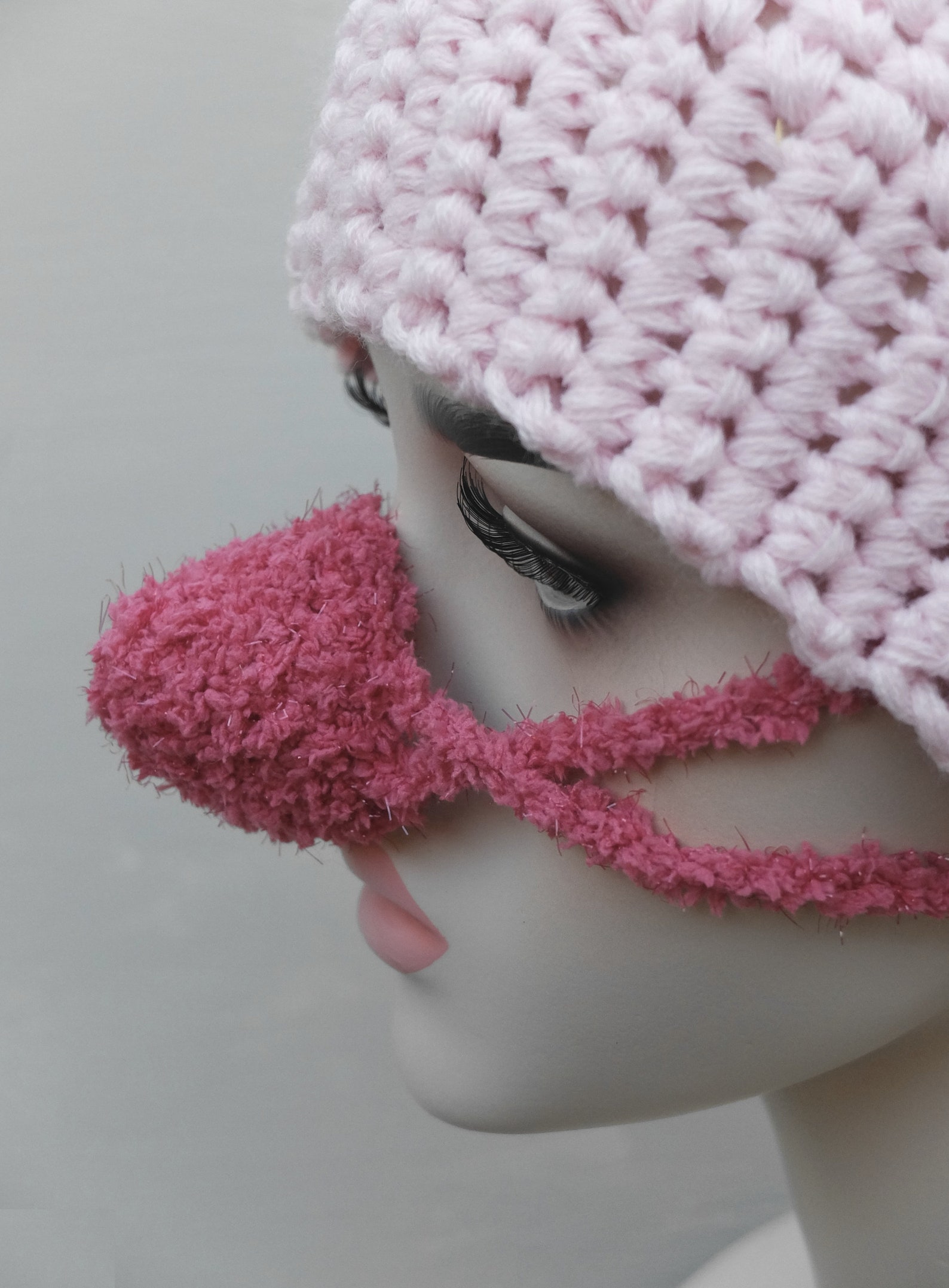Pink Nose Warmer, Fluffy Face Heater, Cold Nose Scarf, Furry Winter ...