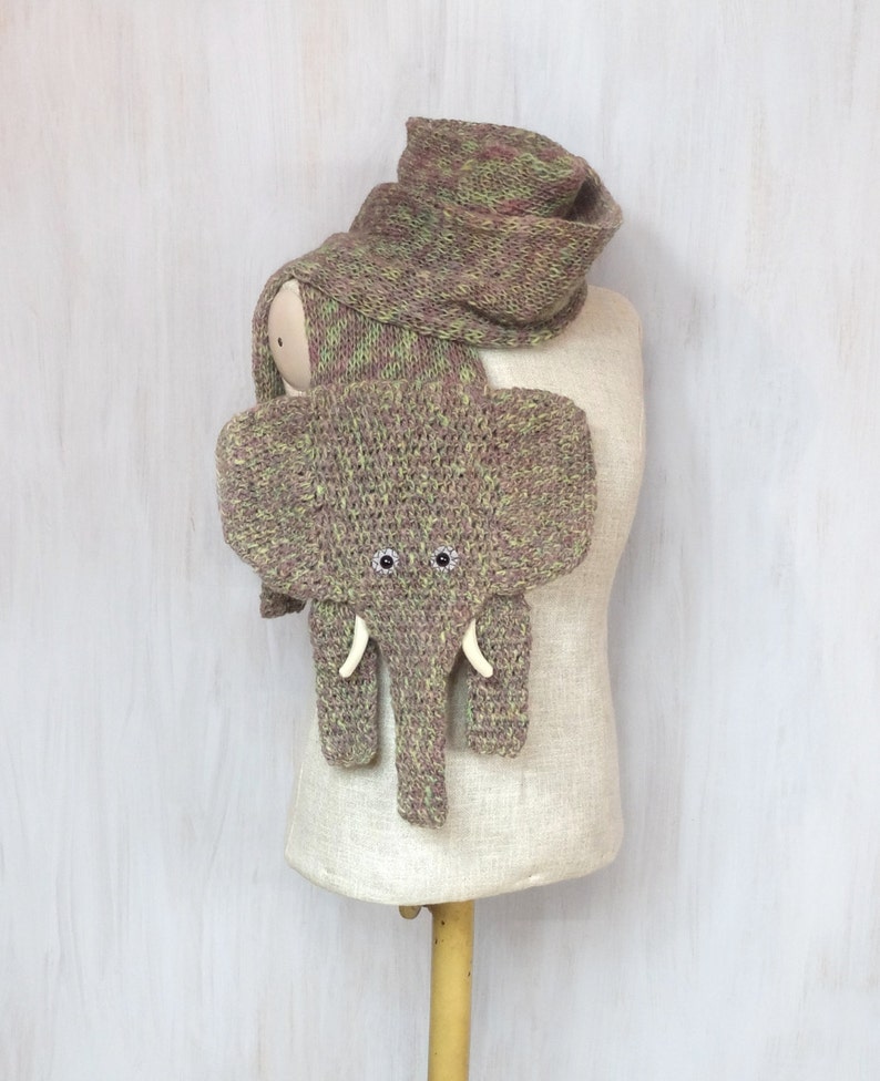 Knitted Crochet Elephant Shaped Scarf Very Long Animal - Etsy