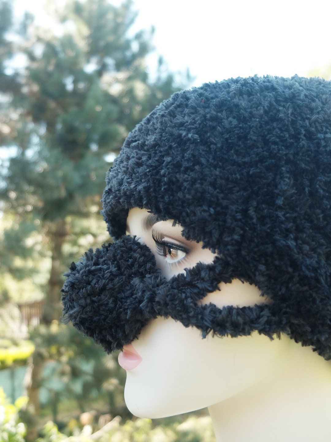 Black Nose Warmer, Plush Nose Cozy, Fluffy Nose Hat, Crochet Nose ...