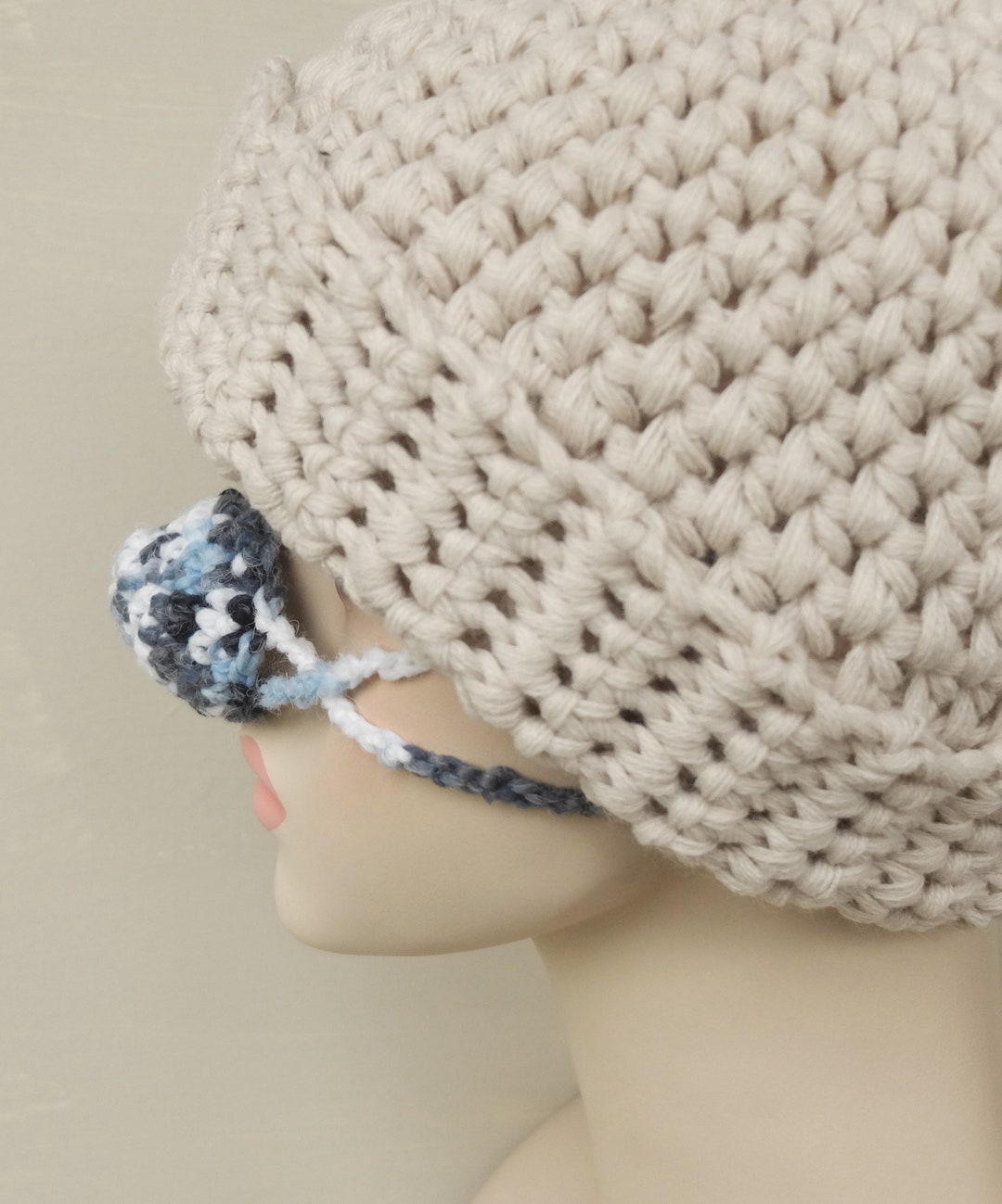 Unisex Nose Hat, White Blue Nose Warmer, Crochet Nose Cover, Small Gift ...