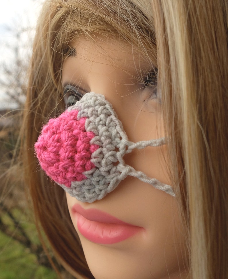 Gray Pink Nose Warmer Nose Muff Colorful Winter Sweet - Etsy