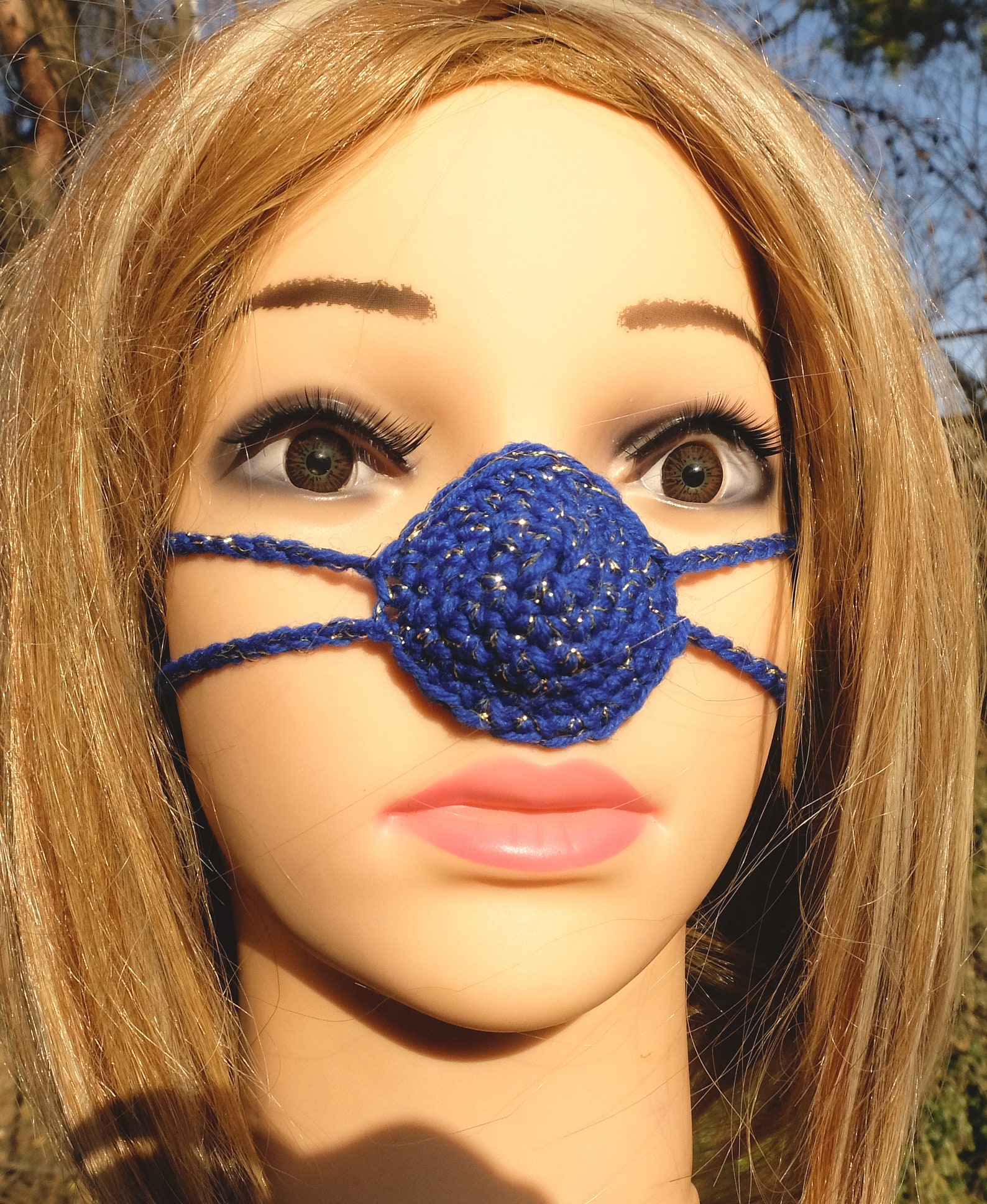 Glamour Nose Warmer Royal Blue and Gold Face Heater Cold | Etsy