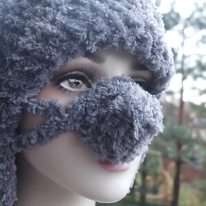 Gray Nose Warmer, Plush Nose Scarf, Fluffy Nose Hat, Crochet Nose Hat ...