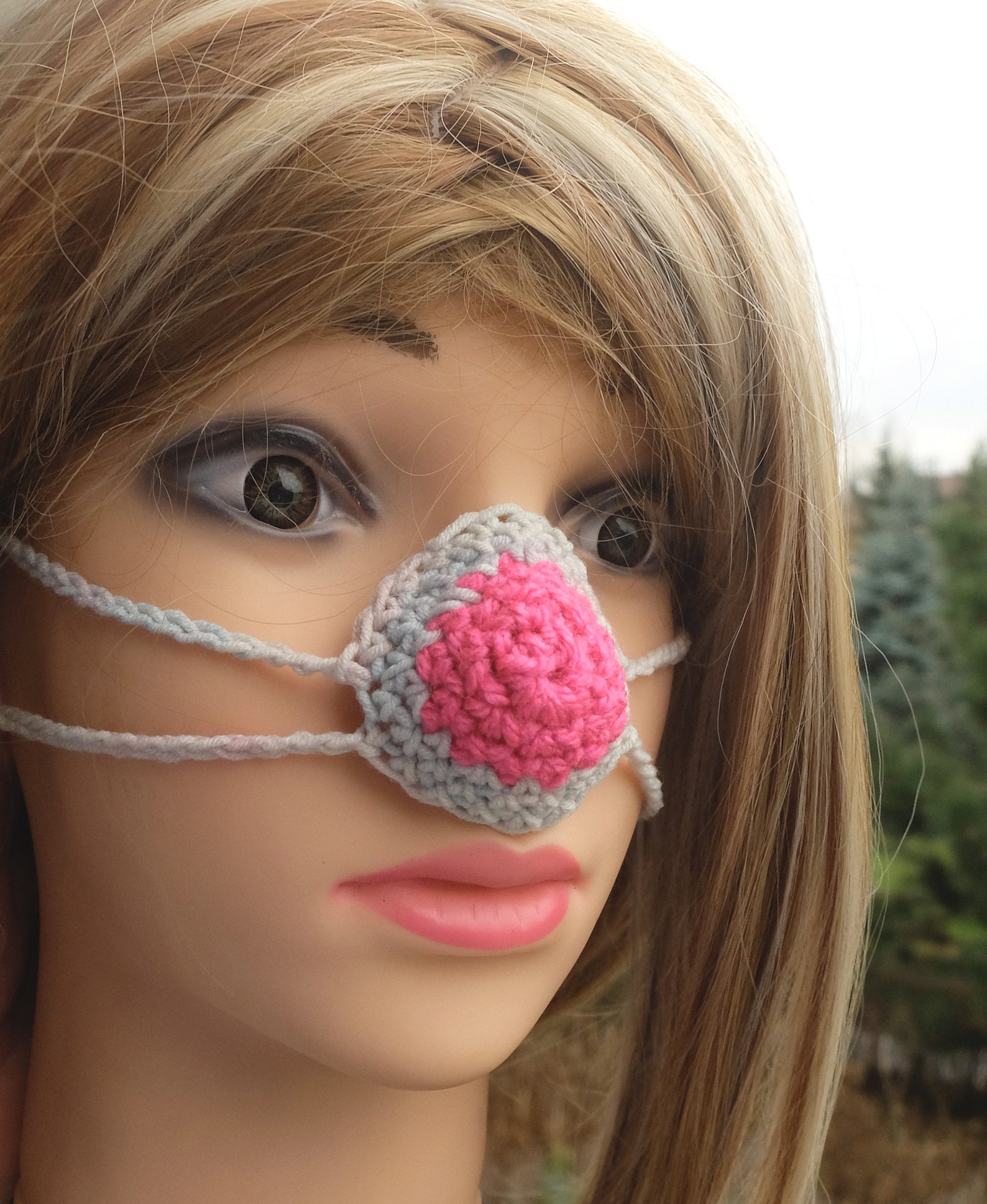 Gray Pink Nose Warmer Nose Muff Colorful Winter Sweet - Etsy