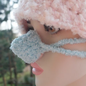 Blue Nose Warmer, Fluffy Face Heater, Cold Nose Hat, Furry Winter Gift ...