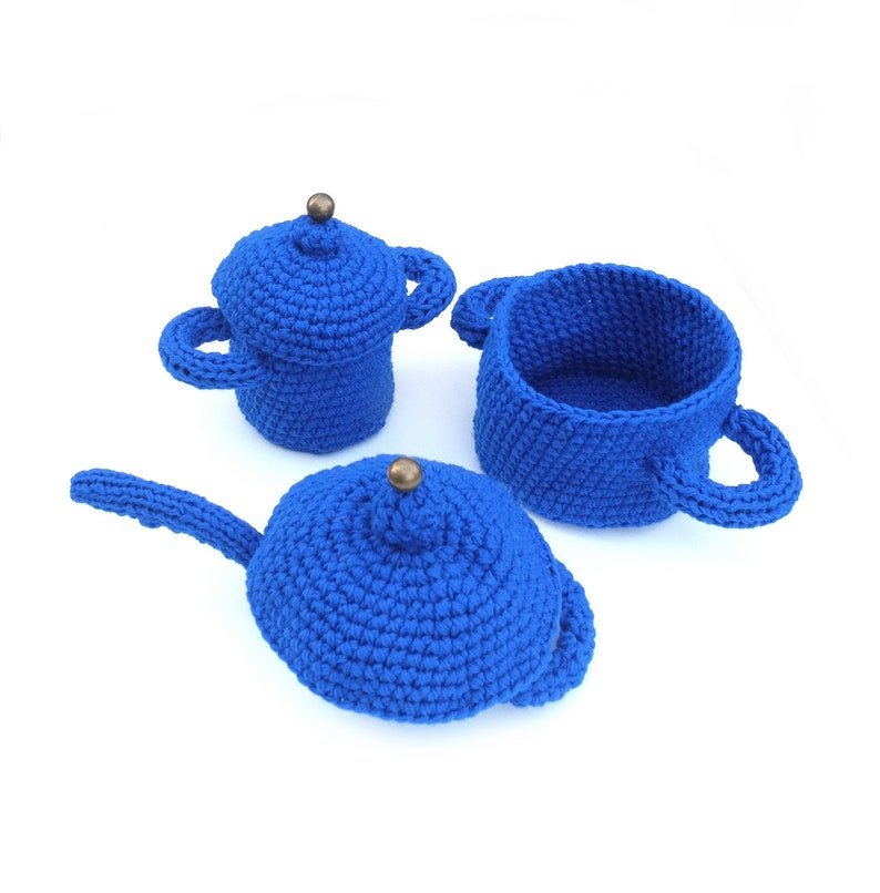 Blue Frying Pan Crochet Fry Pan Toy Saucepan Soft Dishes | Etsy