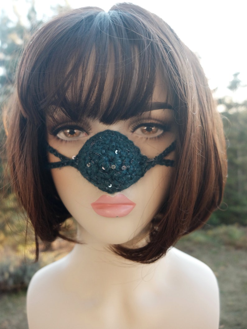 Lustrous Nose Warmer, Dark Green Face Cover, Sequins Nose Cozy, Shiny ...