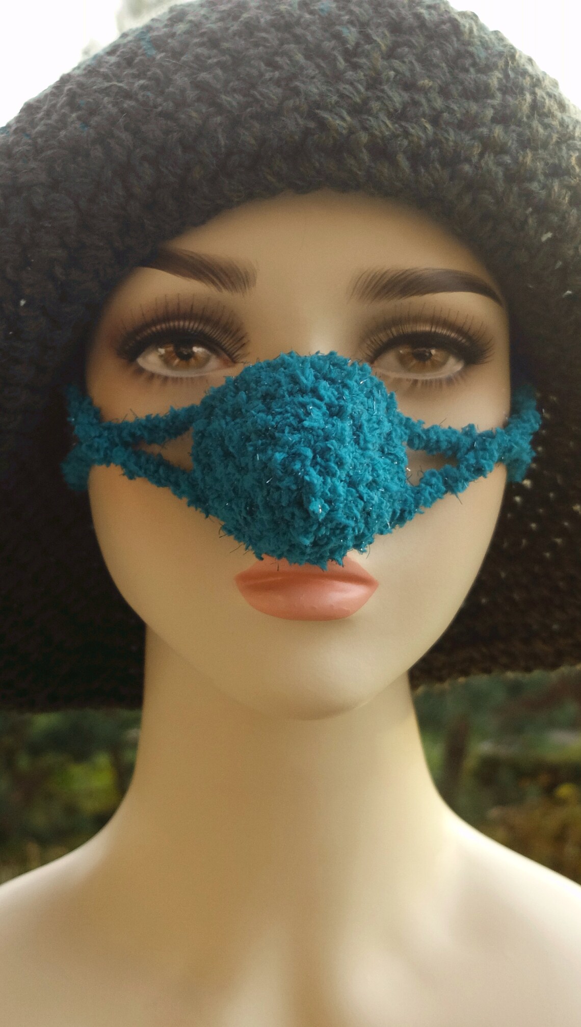 Cyan Nose Warmer Fluffy Face Heater Cold Nose Scarf Furry | Etsy