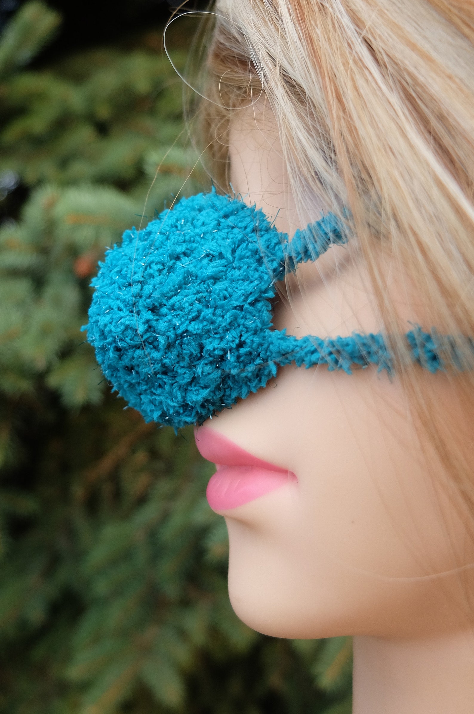 Cyan Nose Warmer Fluffy Face Heater Cold Nose Scarf Furry | Etsy