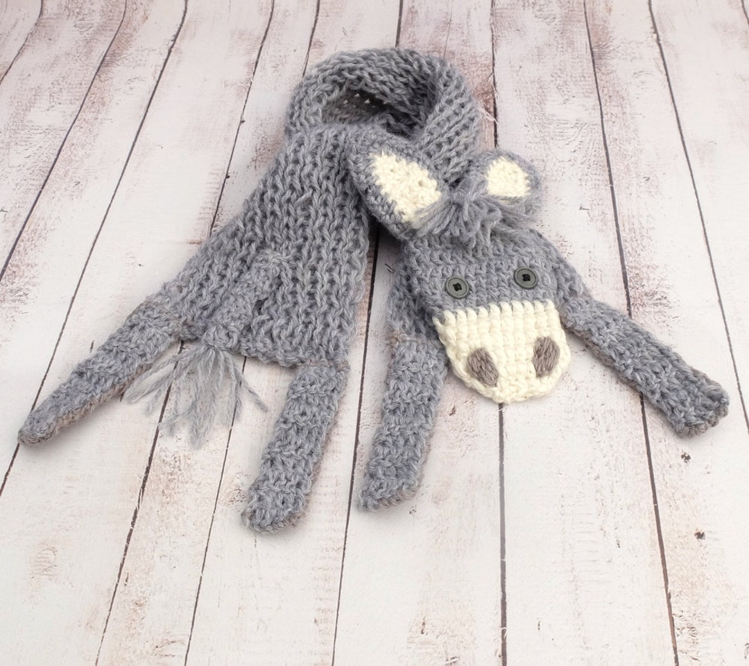 Gray Donkey Scarf for Toddler Animal Scarf Eeyore Scarf - Etsy