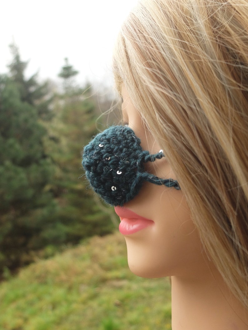 Lustrous Nose Warmer, Dark Green Face Cover, Sequins Nose Cozy, Shiny ...