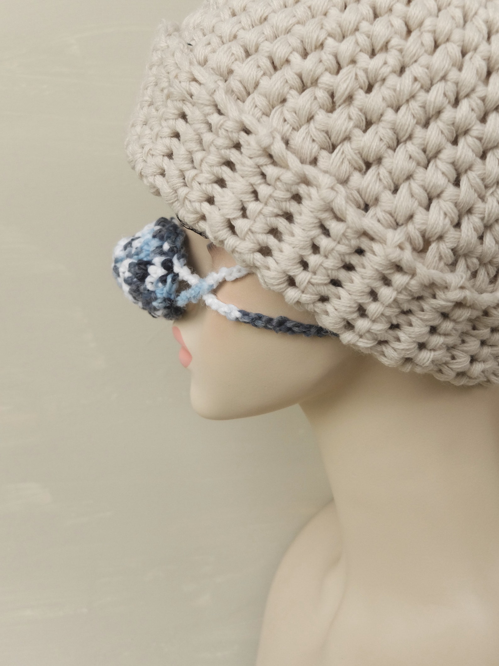 Unisex Nose Hat White Blue Nose Warmer Crochet Nose Cover | Etsy