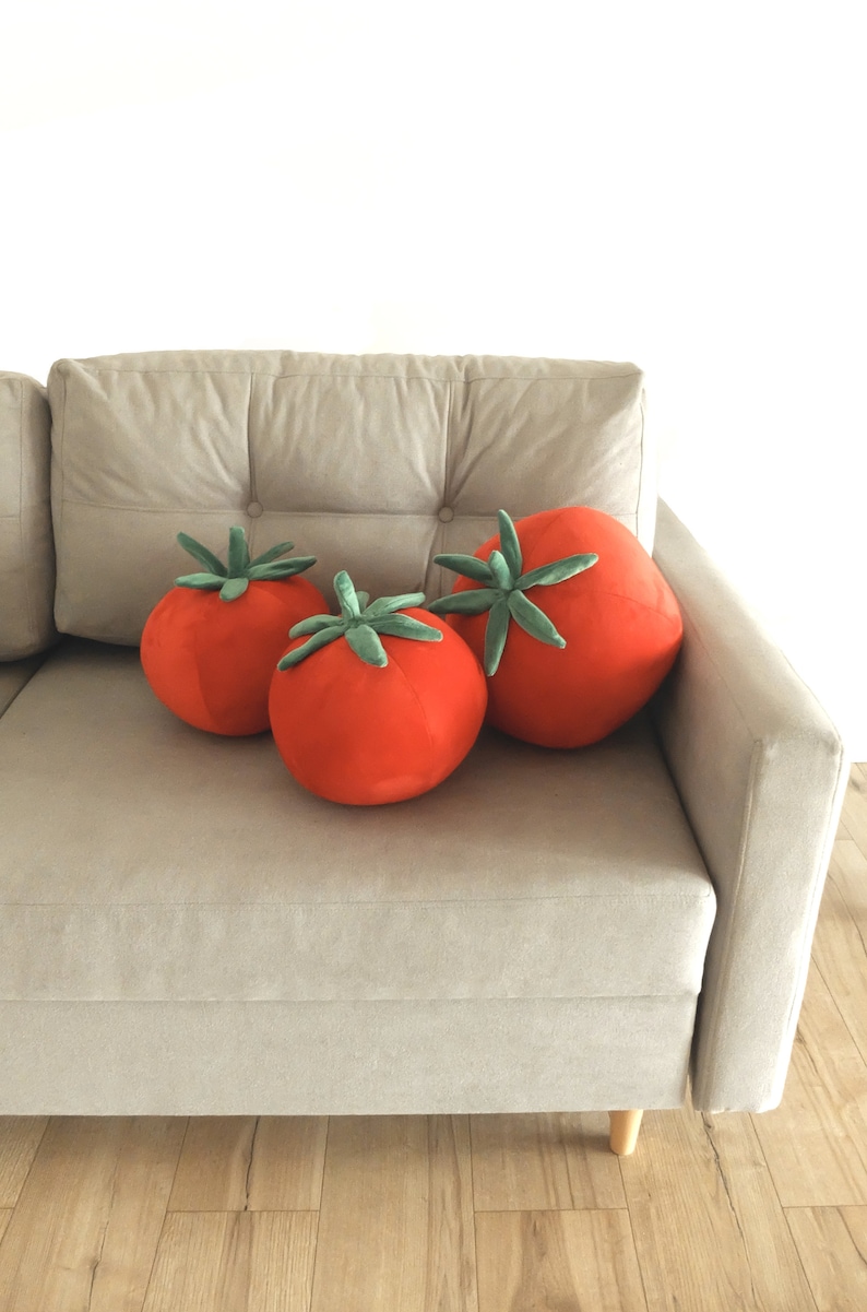 Large Tomato Pillow Velvet Veggie Garden Decor Stuffed - Etsy
