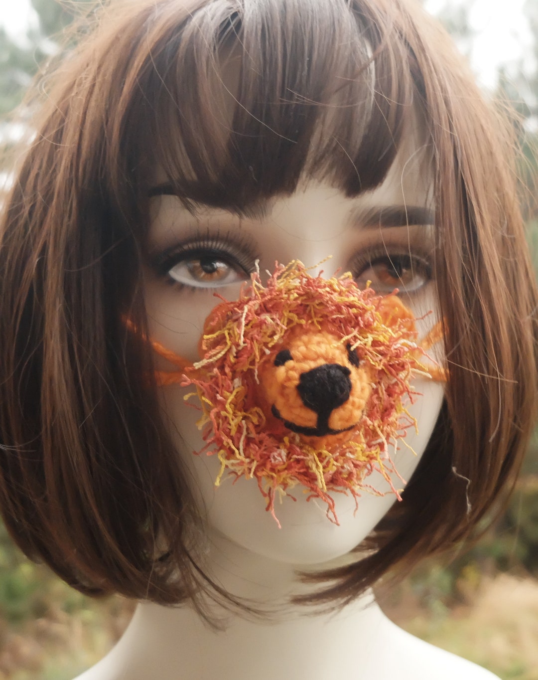 Funny Lion Face, Nose Warmer, Nose Cozy, Nose Hat, Crochet Lion Head ...