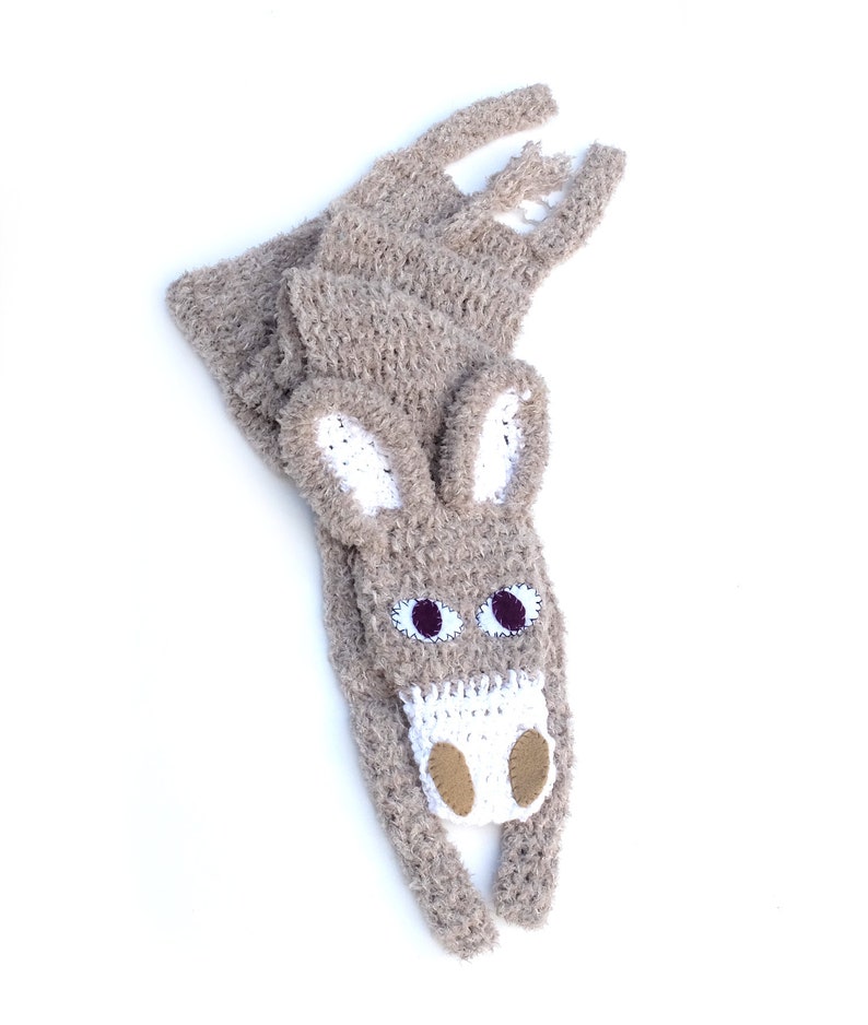 Crochet donkey scarf Beige burro Animal scarf Soft eeyore | Etsy