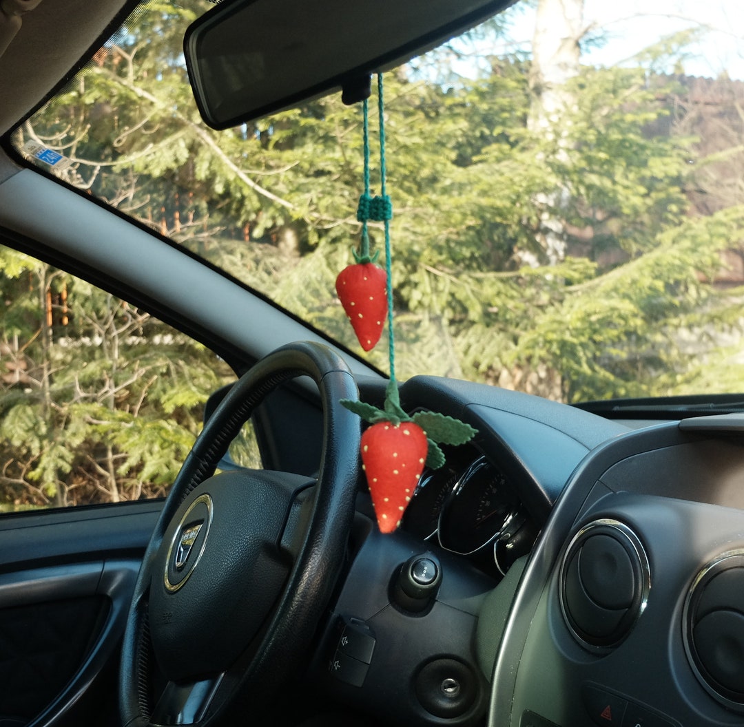 Hanging Strawberries, Car Mirror Accessories, Rearview Mirror Pendant ...